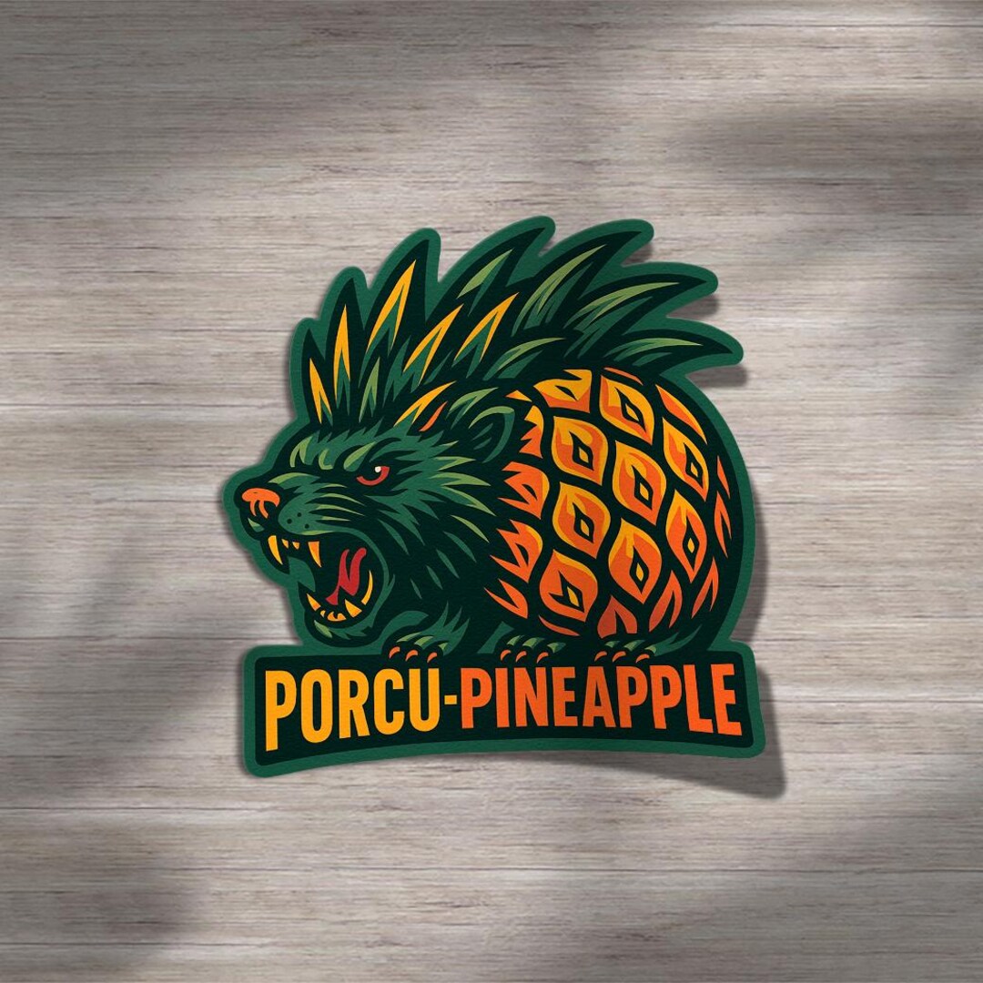 Porcu-pineapple Sticker | Funny Animal Fruit Mashup Matte Vinyl Decal ...