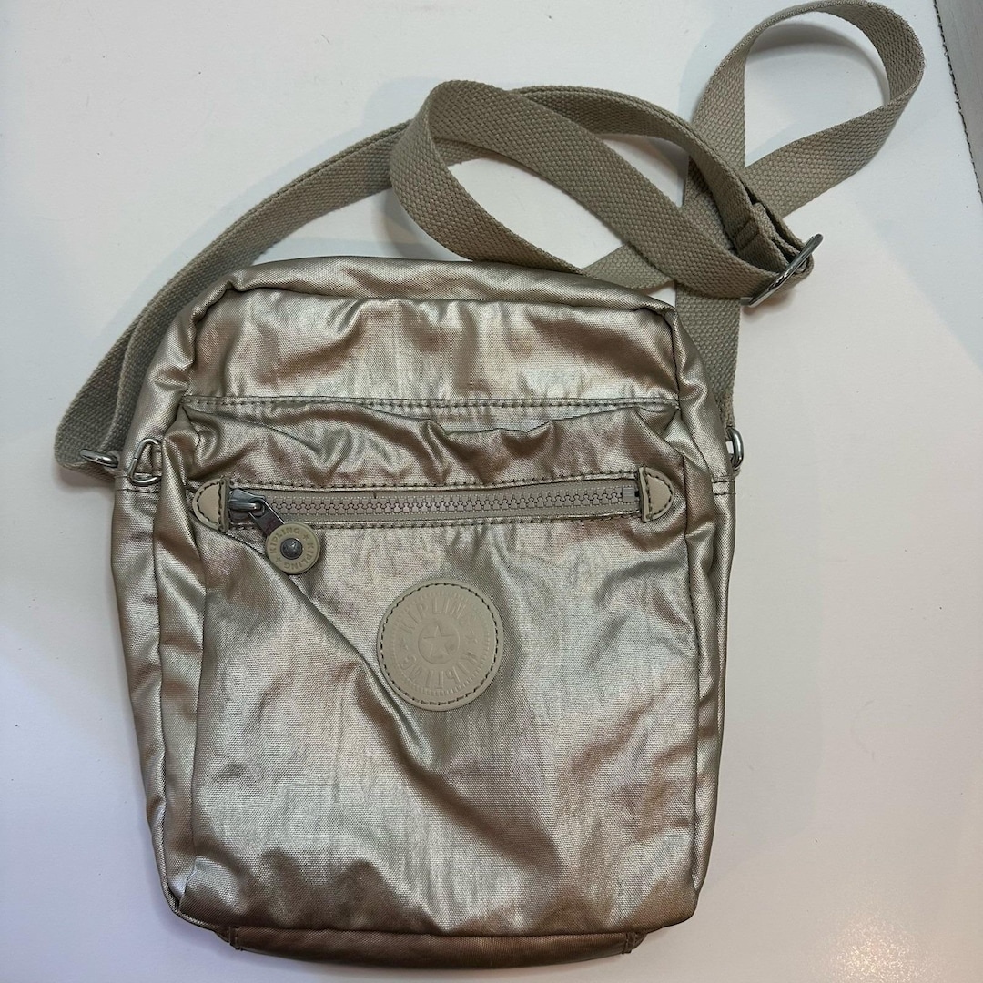 Kipling Alvar Nylon Silver Shimmer Multi Pocket Organizer Crossbody Bag ...
