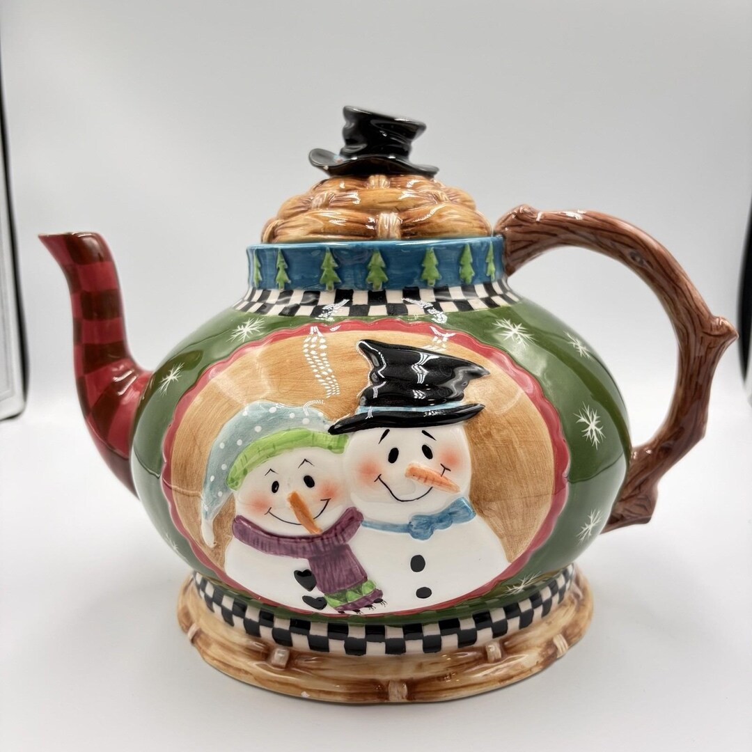 Teapot House of Hatten Peggy Fairfax Herrick Large Mr & Mrs Snowman ...