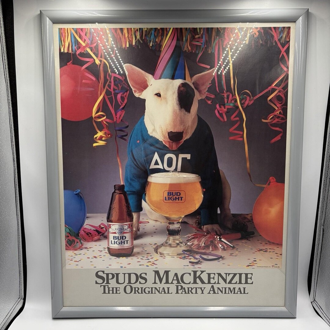 Budweiser Bud Light Spuds Mackenzie Beer Party Animal Sign Bar Pub Art ...