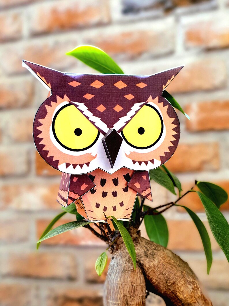 Owl Papercraft Template | Cute Printable Cube Owl PDF | DIY 3D Animal ...