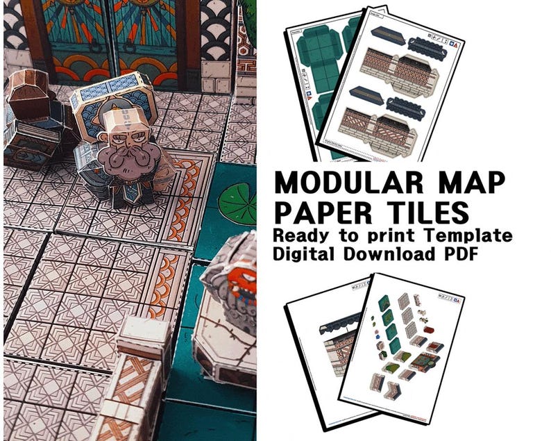 Dnd Papercraft Modular Tiles | Digital Download Battlemap Set | 2x2 ...