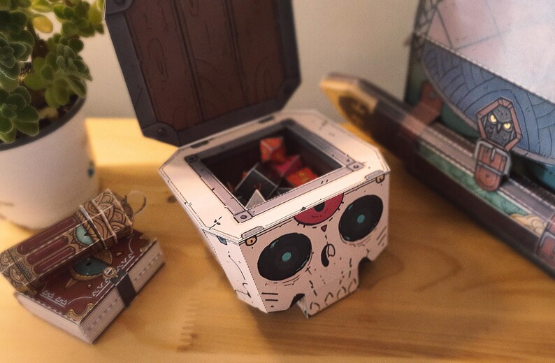 3D Papercraft Skull Dice Box Template: Dnd RPG Dice Holder (digital ...