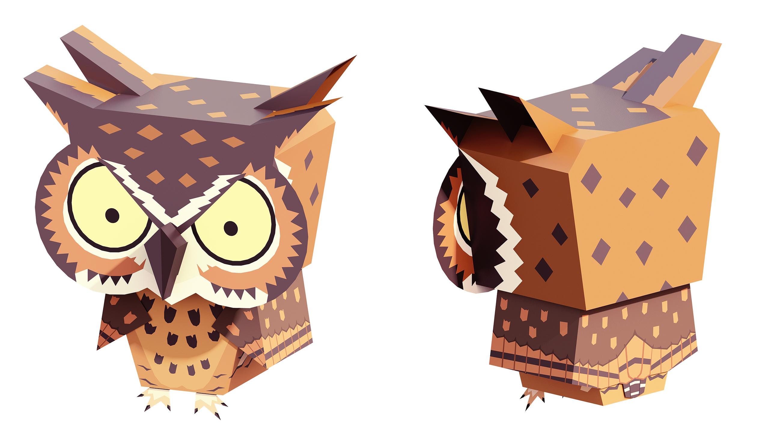 Owl Papercraft Template | Cute Printable Cube Owl PDF | DIY 3D Animal ...
