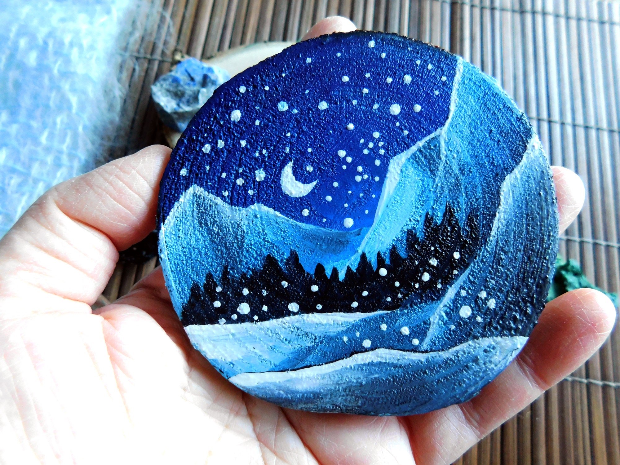 Small Painting on Wood Slab Original Art Hand Painted Tiny - Etsy Canada