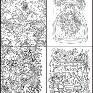 Adult Coloring 12 Pages Value Pack Fantasy Art " A Visit From A Flower ...