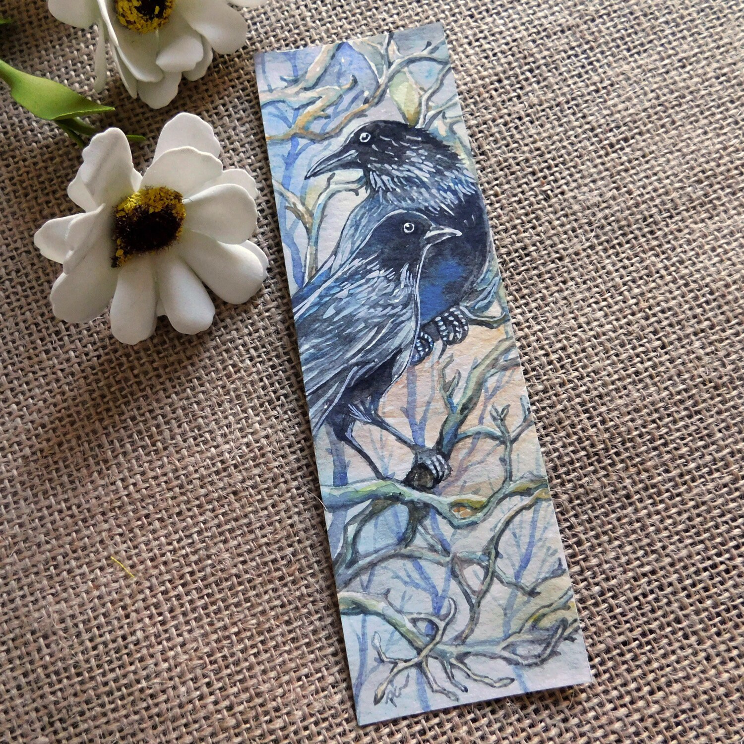 Crows in Wood Watercolor Printable Bookmarks DIY Scrapbooking - Etsy