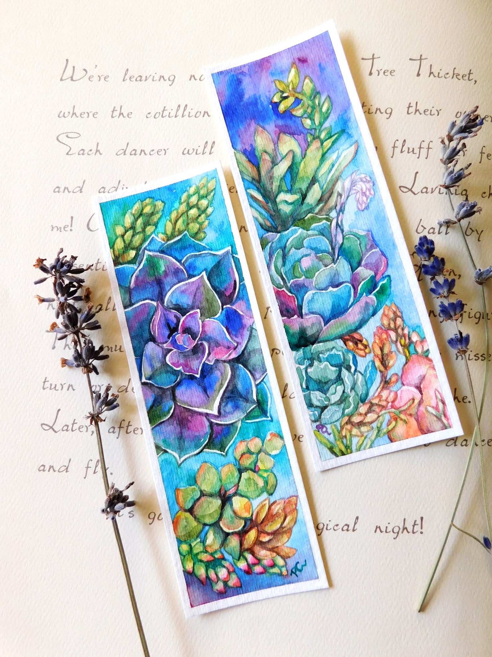 Beautiful Succulents Watercolor Printable Bookmarks DIY Scrapbooking ...