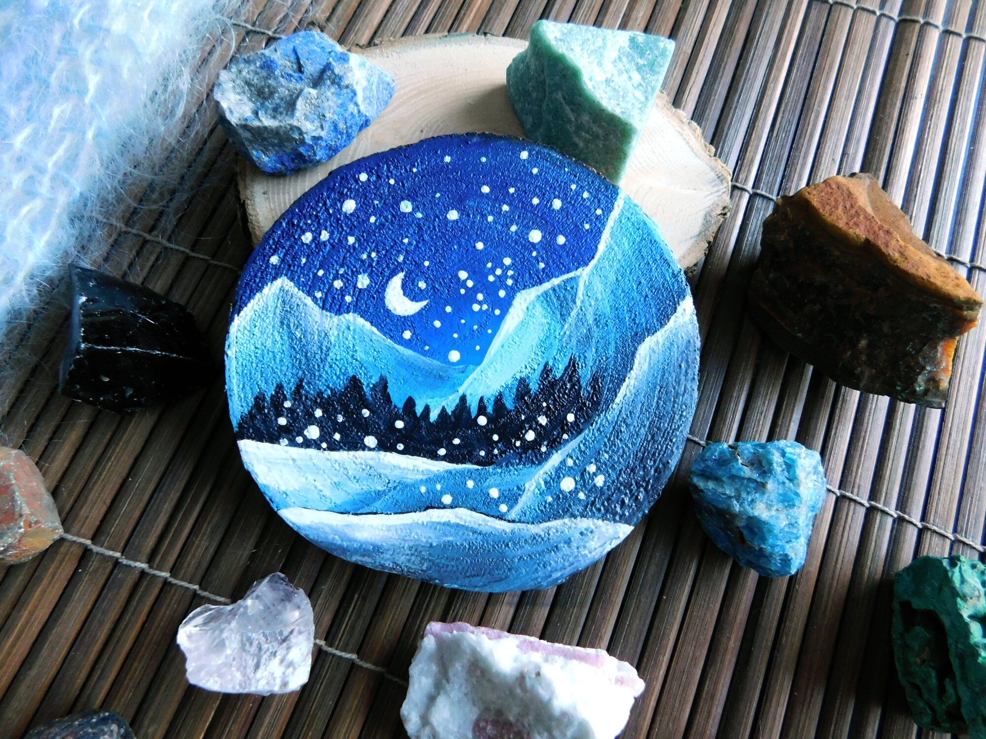 Small Painting on Wood Slab Original Art Hand Painted Tiny - Etsy Canada