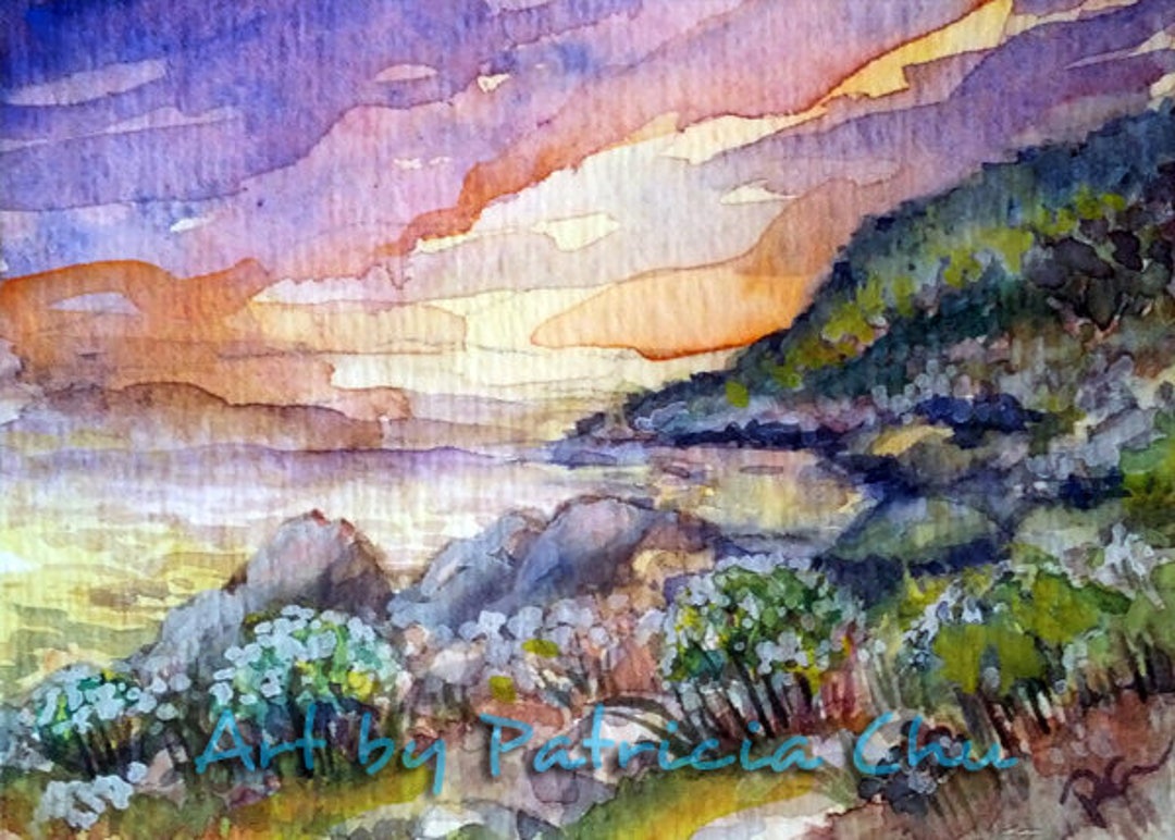 Sunset Beach - 5x7 Inches Fine Art Print Landscape Art From Original ...