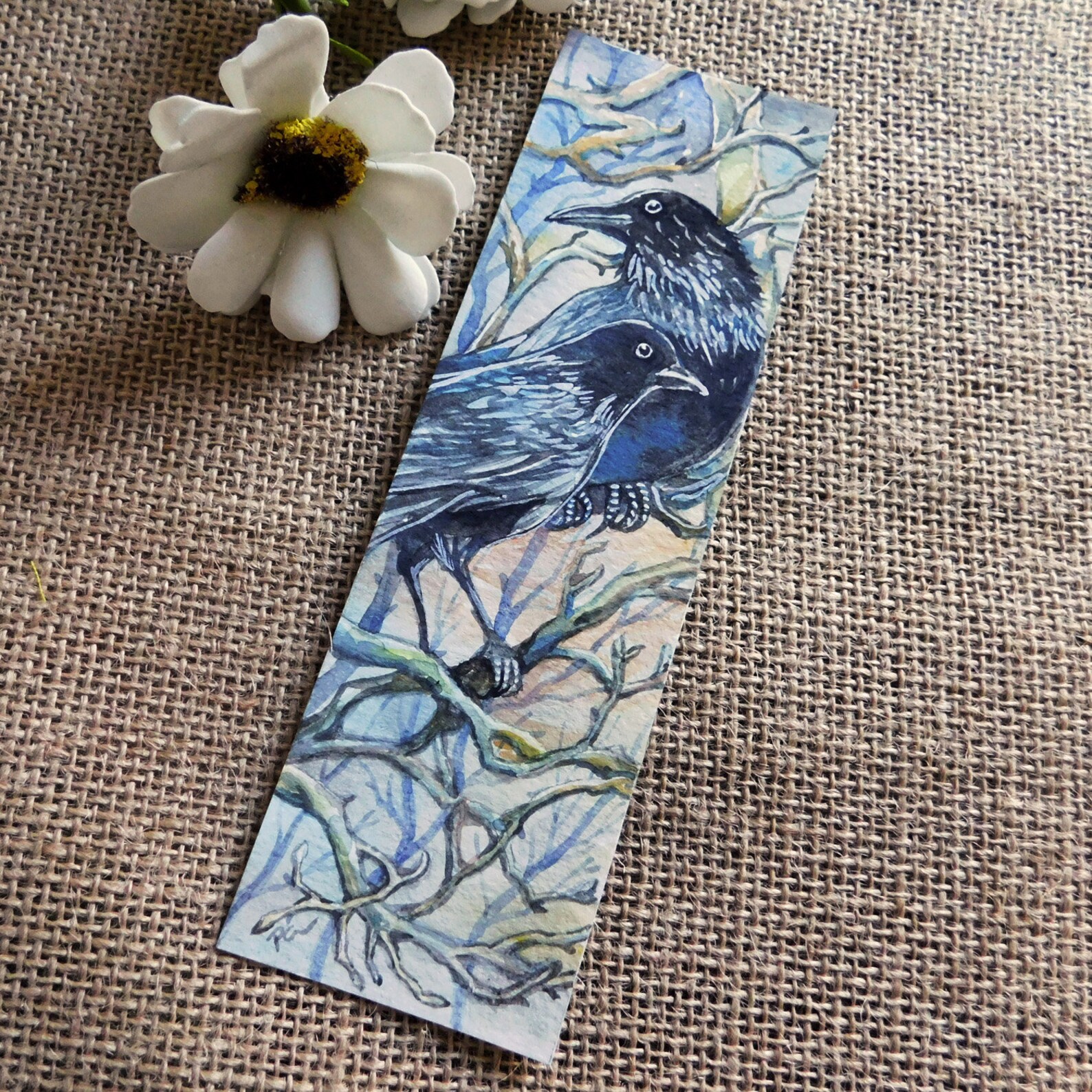 Crows in Wood Watercolor Printable Bookmarks DIY Scrapbooking - Etsy