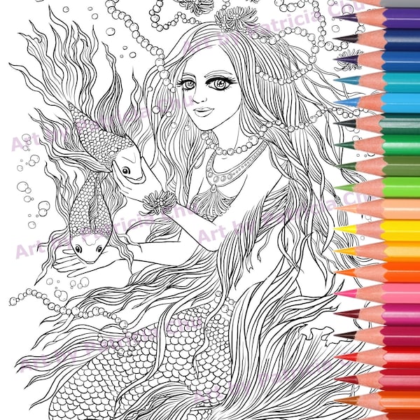 Koi Coloring Page - Etsy