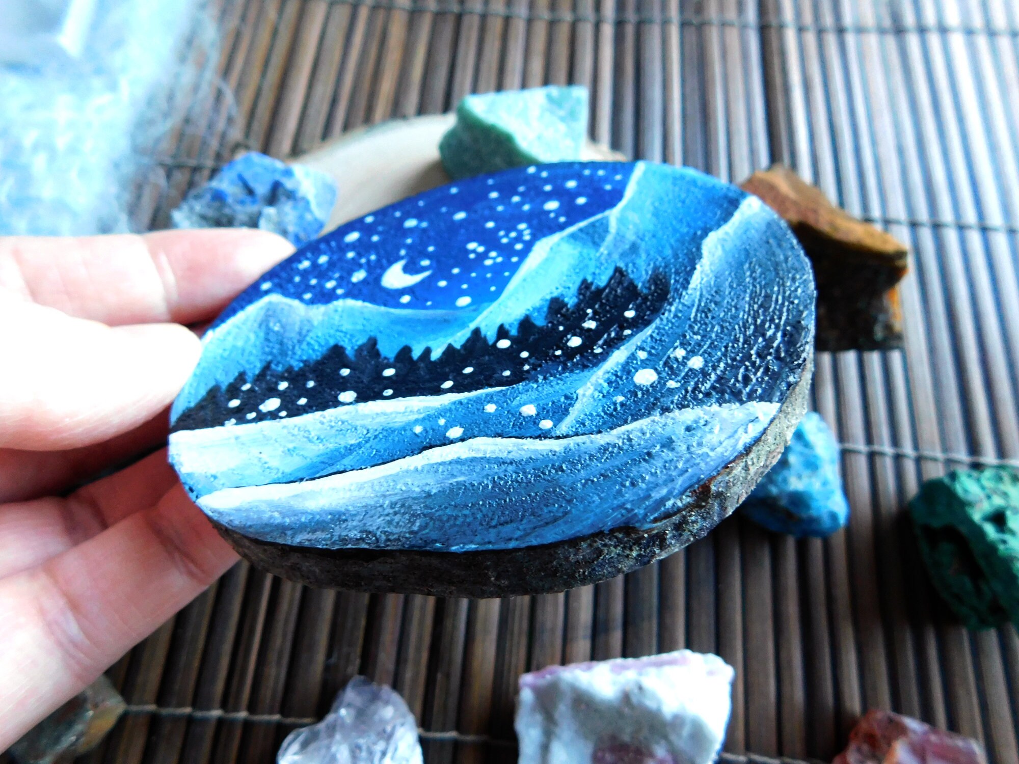 Small Painting on Wood Slab Original Art Hand Painted Tiny - Etsy Canada