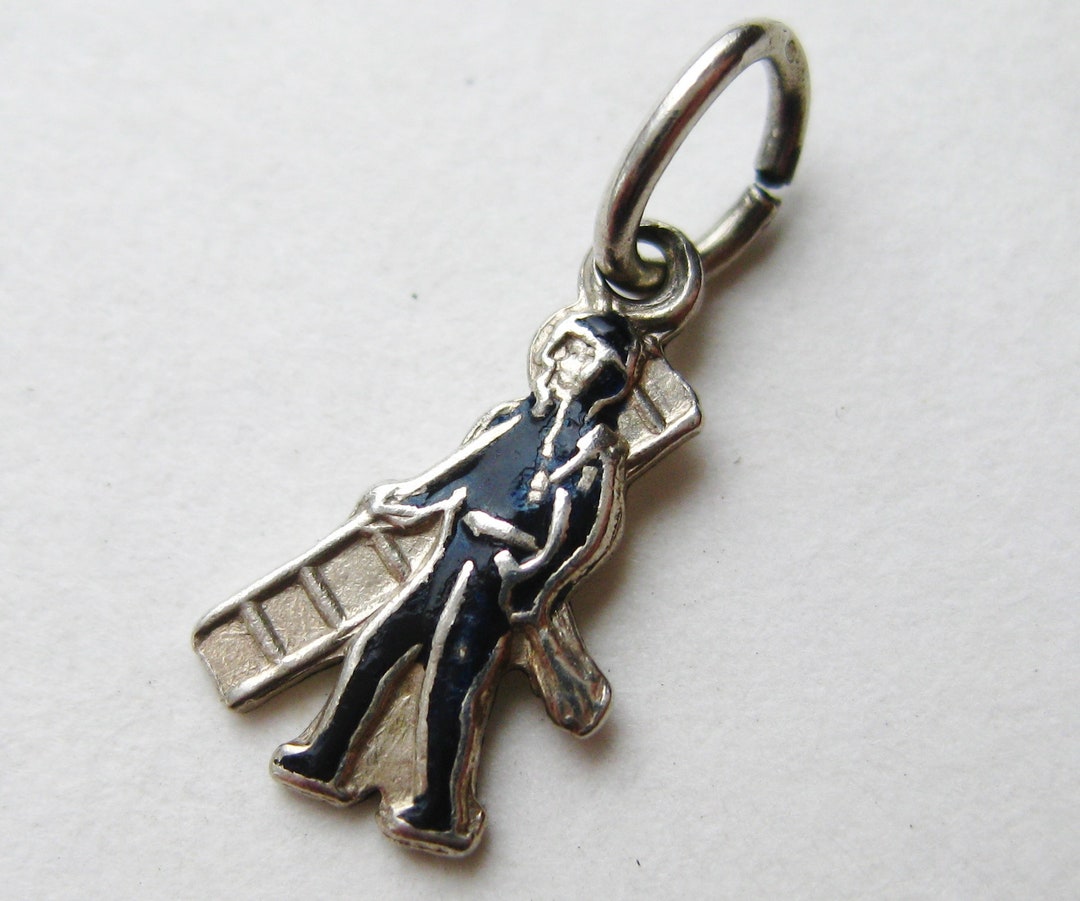 Vintage Charm Lucky Chimney Sweep German 835 Silver Enamel Good Luck ...