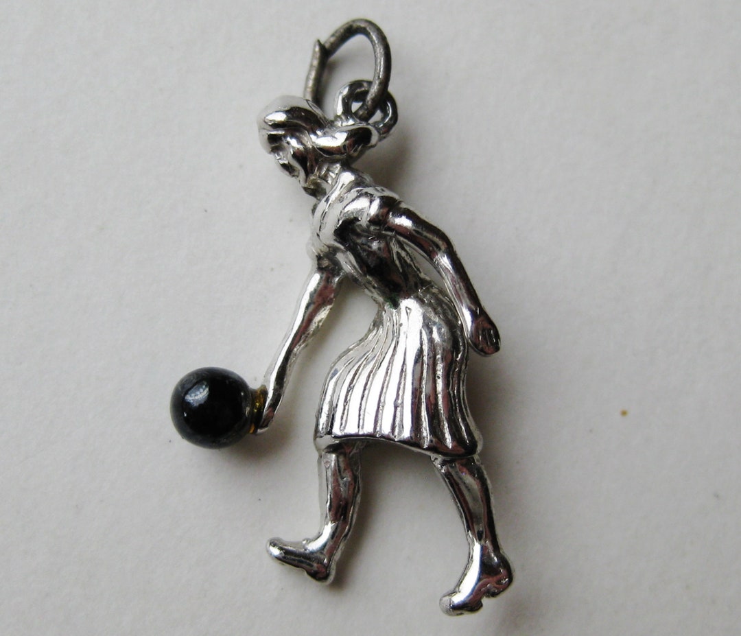 Let's Bowl Vintage Charm Bowling Ball Lady Bowler Sterling Silver ...