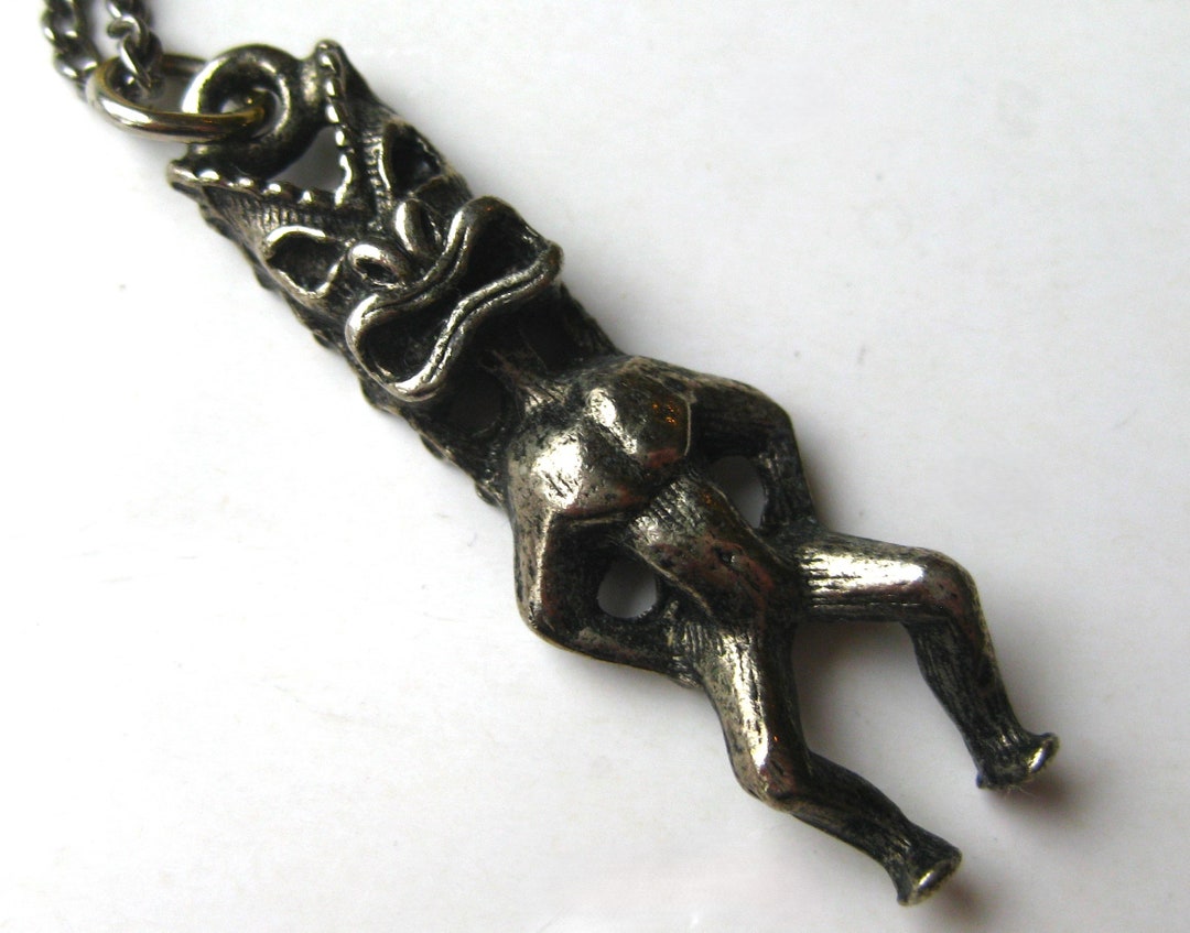 Vintage Hawaiian Tiki God Silver Metal Necklace Pendant & Chain - Etsy