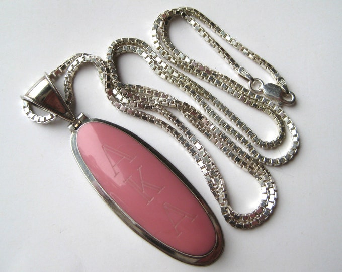 Vintage AKA Alpha Kappa Alpha Sterling Silver Pink Necklace Pendant ...