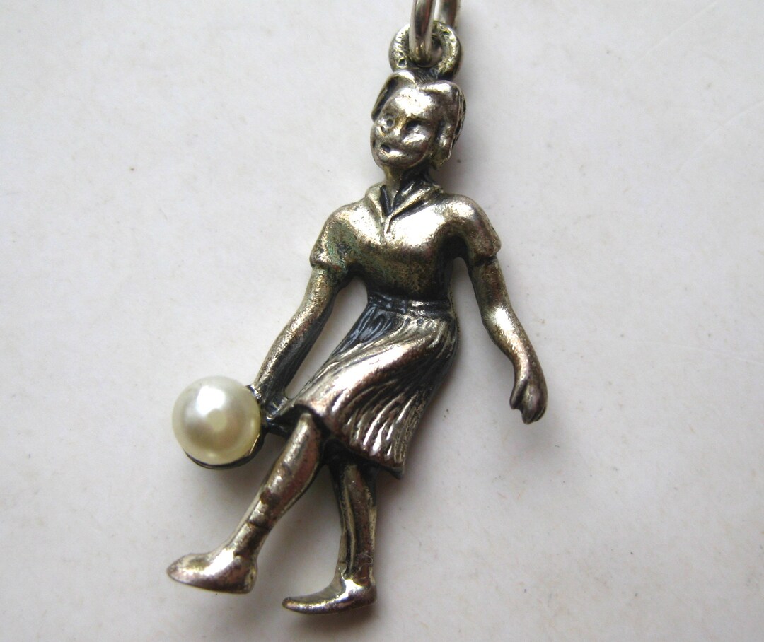 Let's Bowl Vintage Charm Bowling Ball Lady Bowler Sterling Silver ...