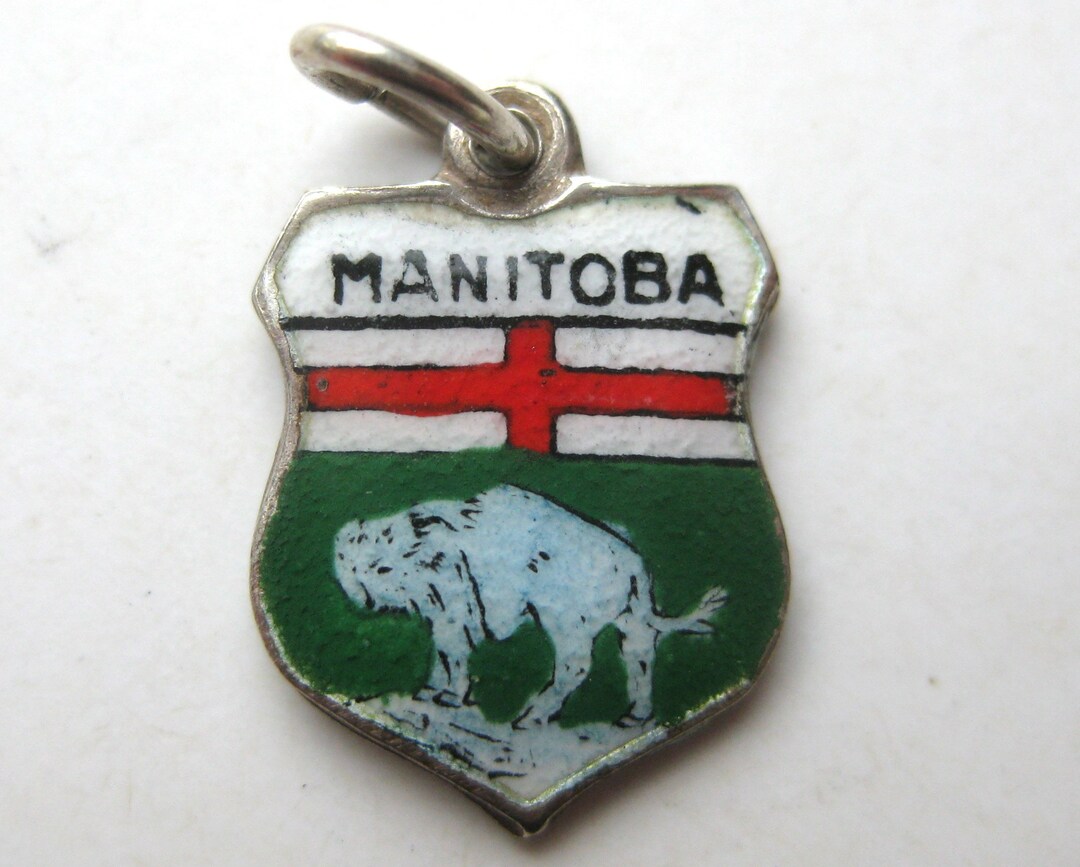 Vintage Charm Manitoba Canadian Coat of Arms Sterling Silver Enamel ...