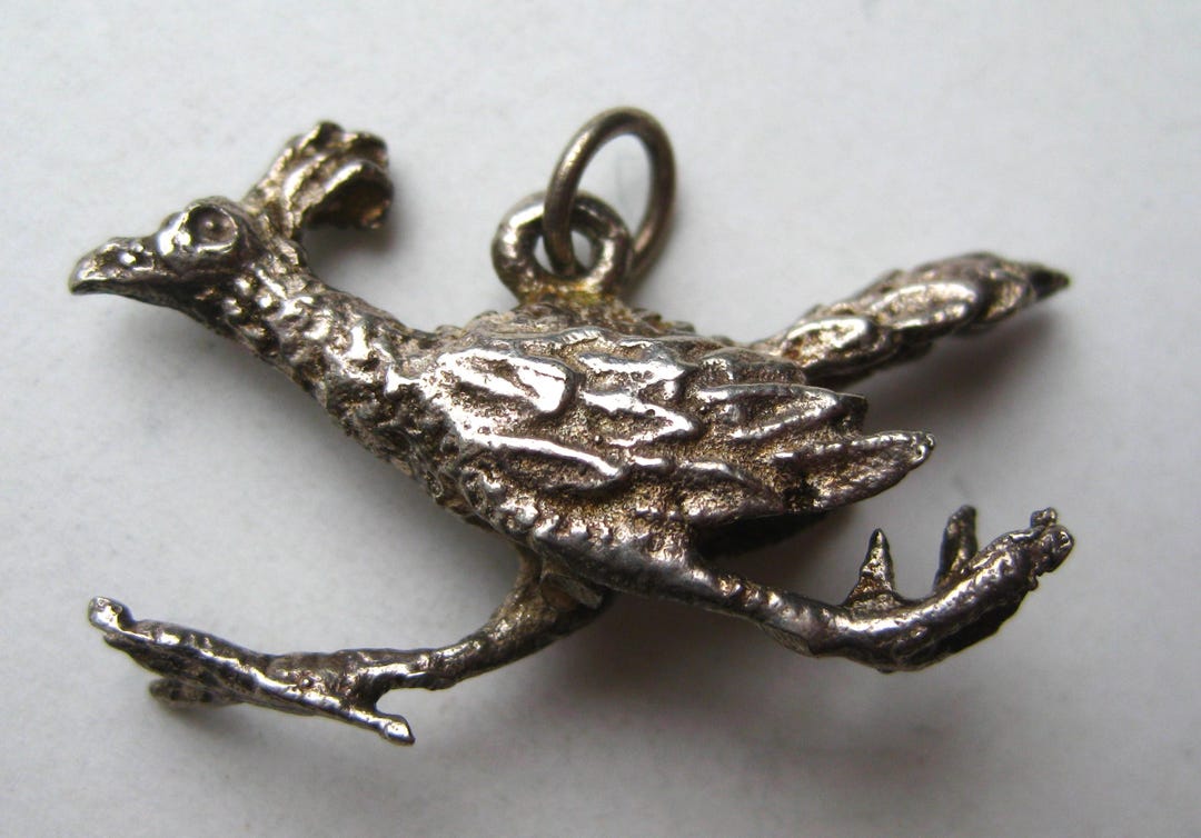 BIG Vintage Charm Sterling Silver Desert Roadrunner Souvenir Bracelet ...