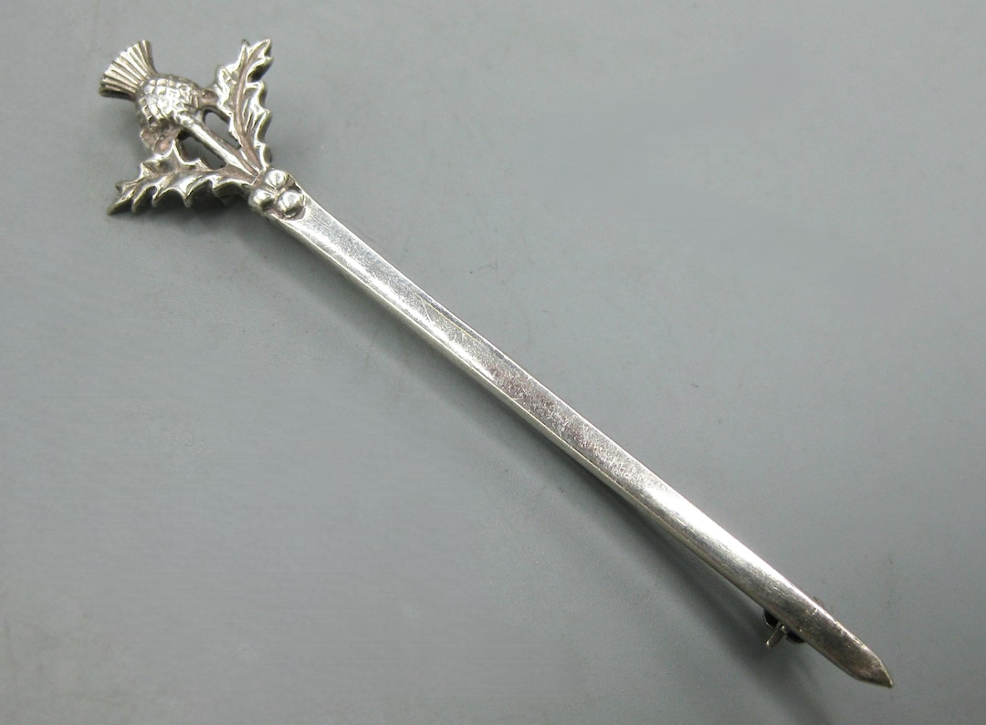 Vintage James Coull Ltd Scottish Thistle Sterling Silver Sword Brooch ...