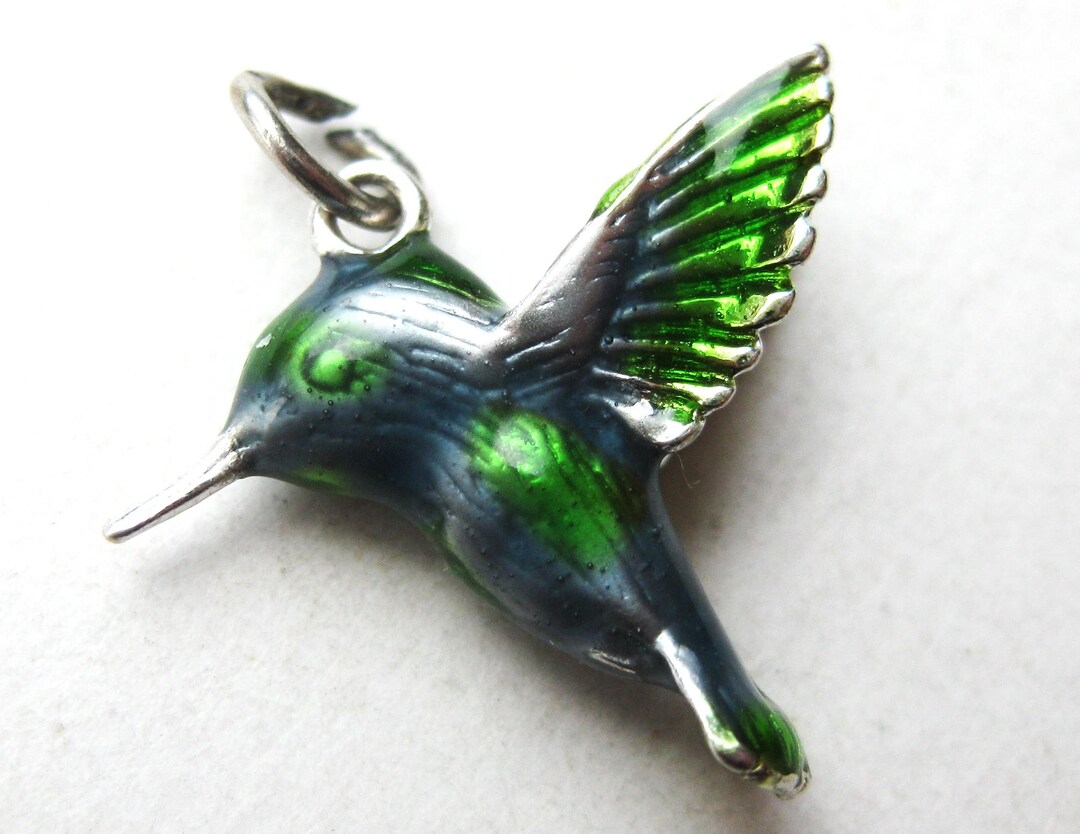 Vintage Sterling Silver Enamel Hummingbird Necklace Pendant Charm - Etsy