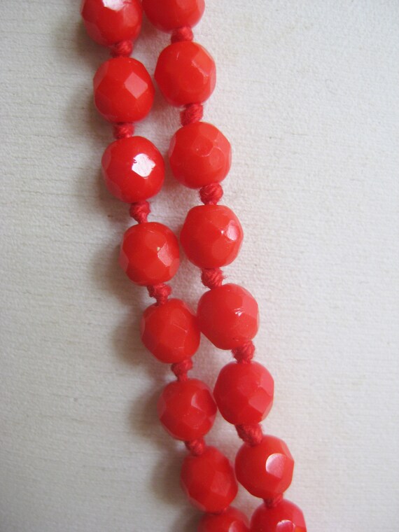 Vintage Cherry Red Czech Small Glass Bead 56 Long Be… Gem