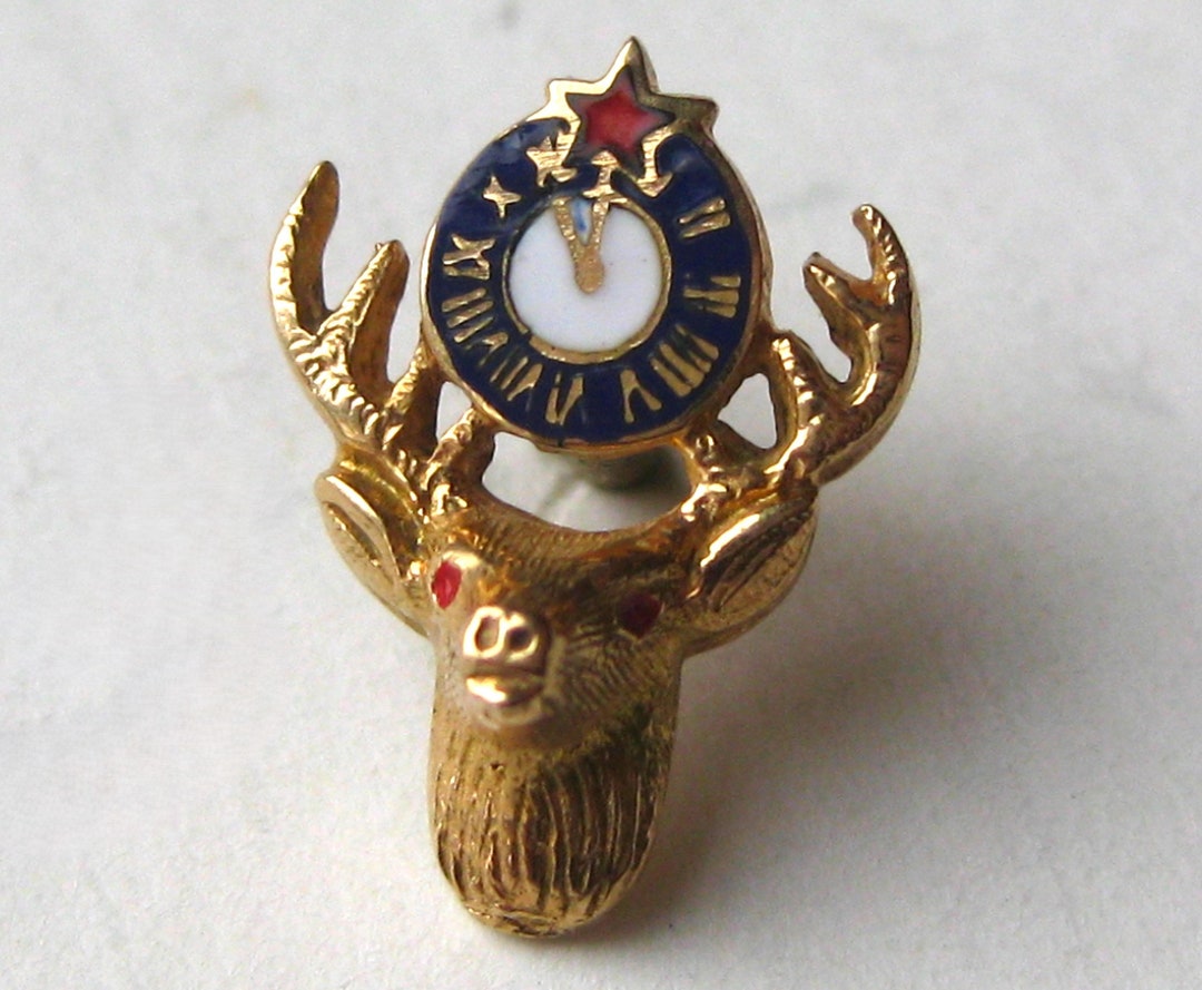 Vintage 14k Yellow Gold Enamel BPOE Elks Lodge Member Lapel Pin Tie ...
