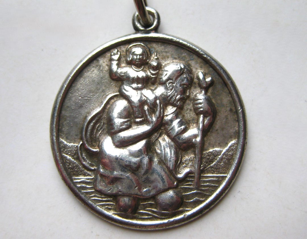 Large St. Christopher Be My Guide British Sterling Silver Vintage ...