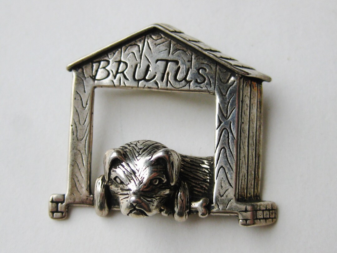 Vintage Sterling Silver Brutus Dog House Novelty Brooch Pin - Etsy