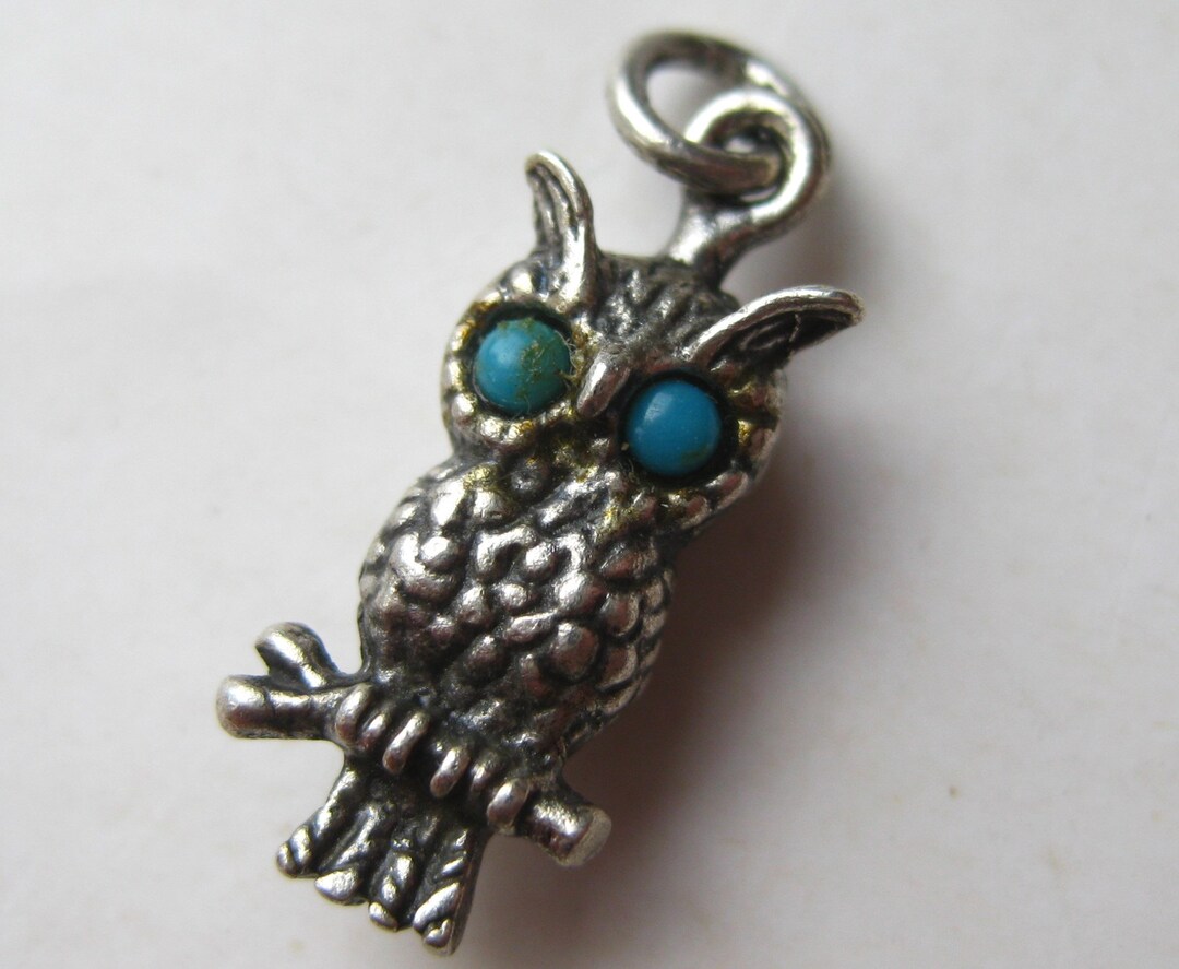 Vintage 50s Sterling Silver Wise Old Hoot Owl Souvenir Bracelet Charm ...
