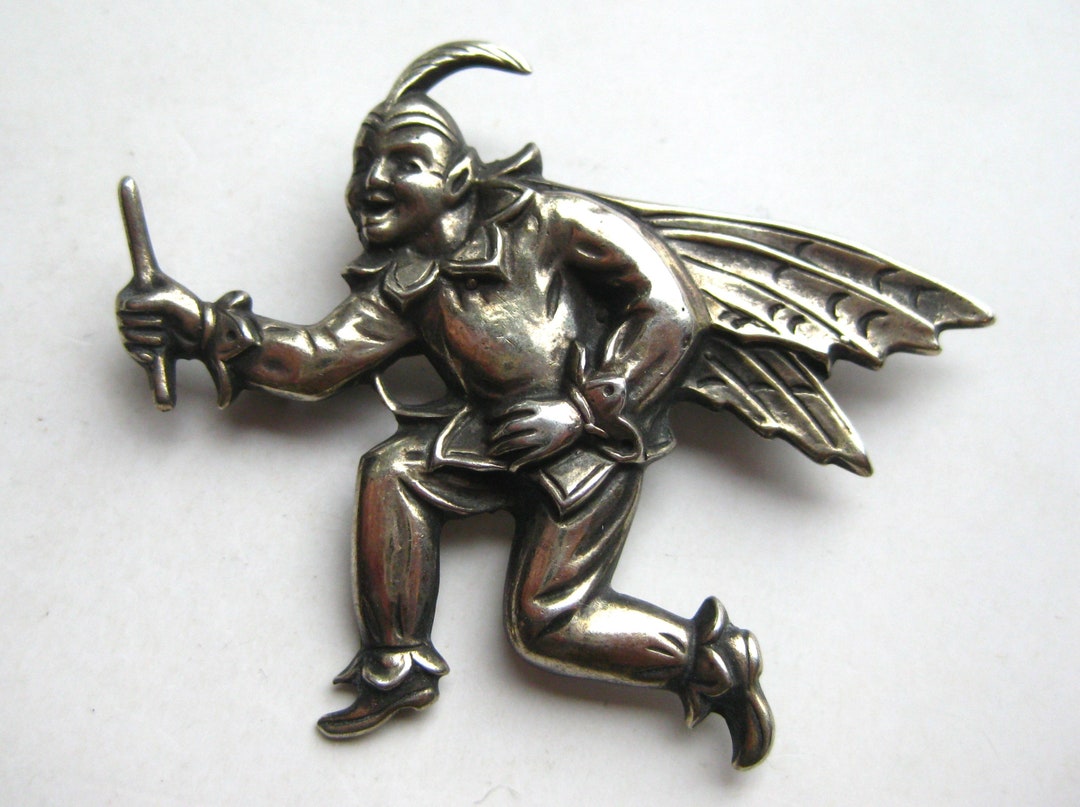 Vintage 40s Sterling Silver Novelty Pixie Fairy Elf Brooch Pin - Etsy