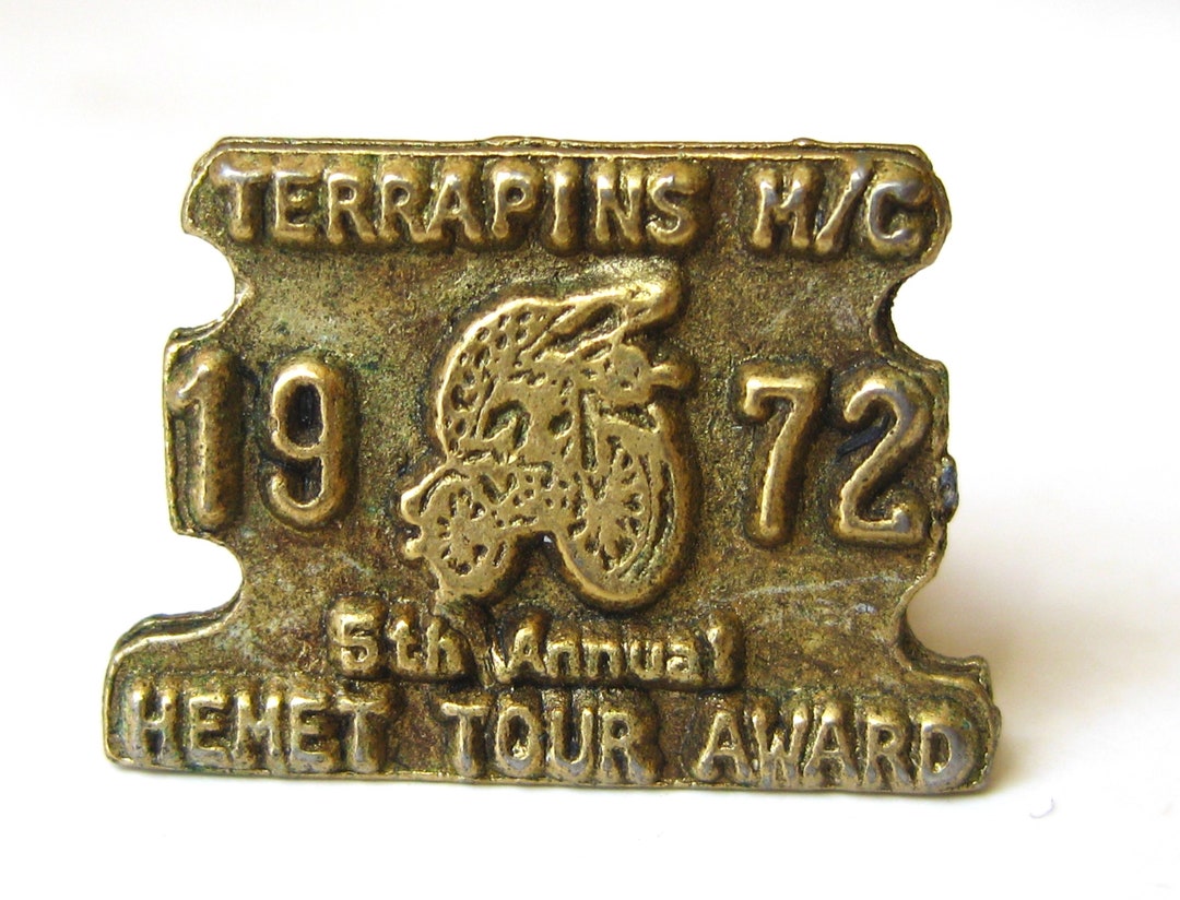 Vintage 1972 Terrapins Motorcycle Club Hemet Tour Award Souvenir Lapel ...