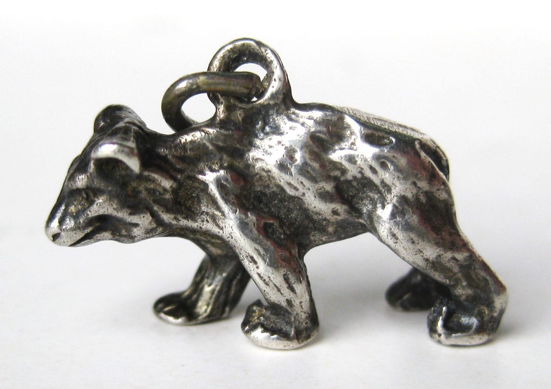 Vintage Charm Sterling Silver California Bear Souvenir Bracelet Charm ...