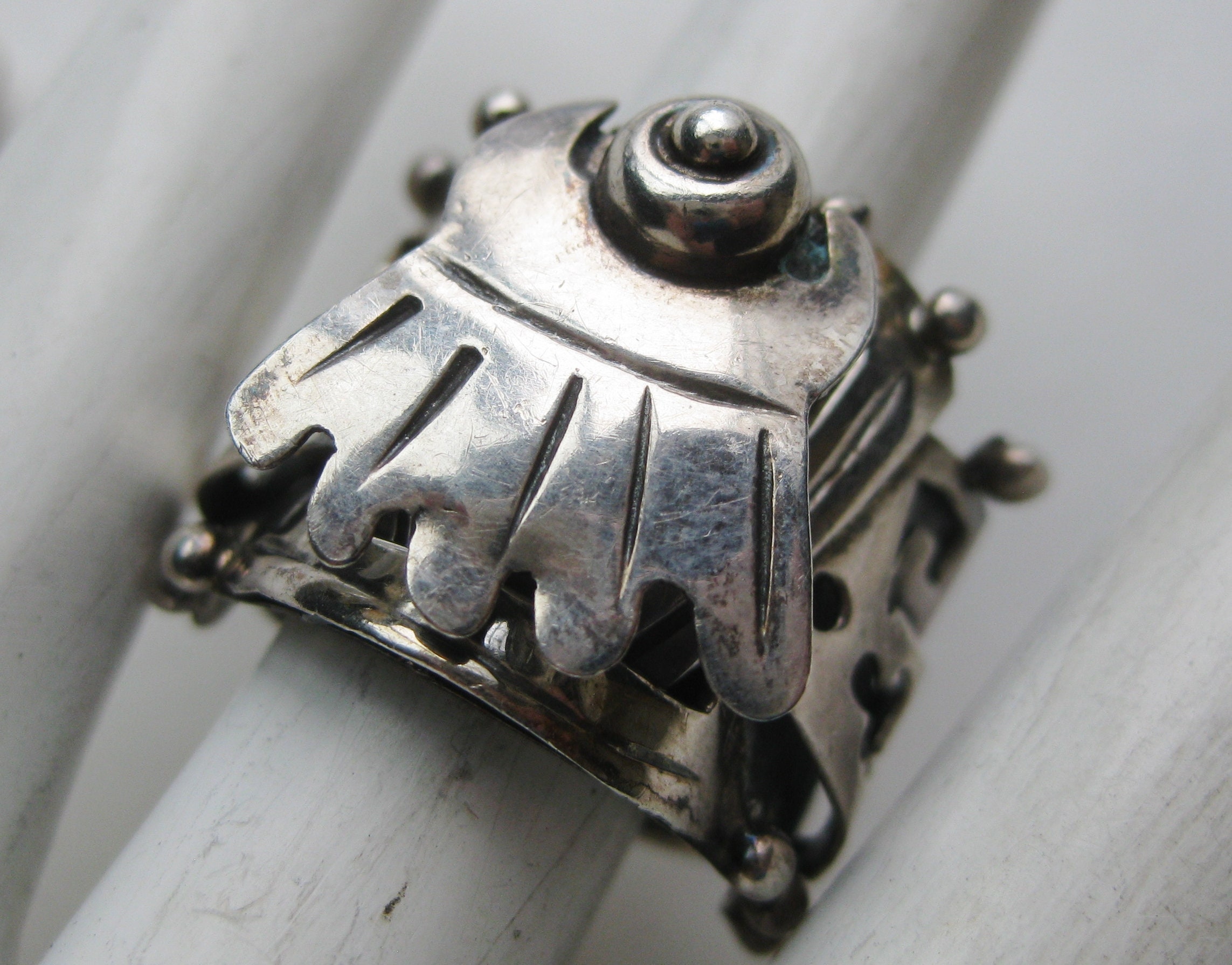 Antique Mexico Silver Poison Ring