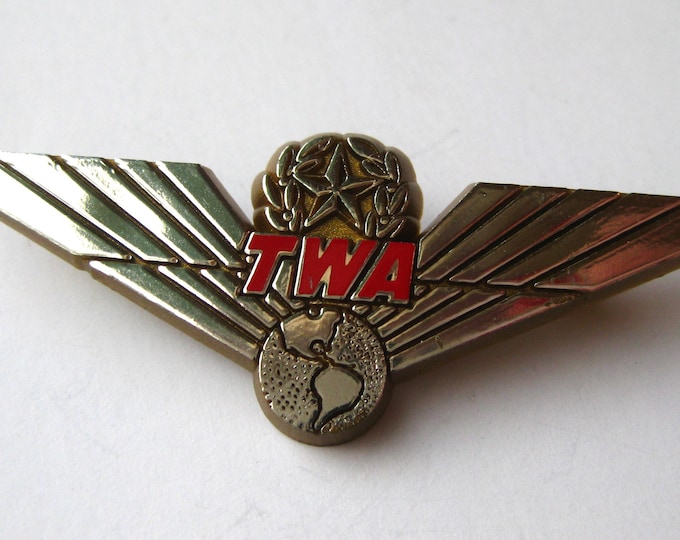 Vintage TWA Trans World Air Stewardess Flight Attendant Wings Badge Pin ...
