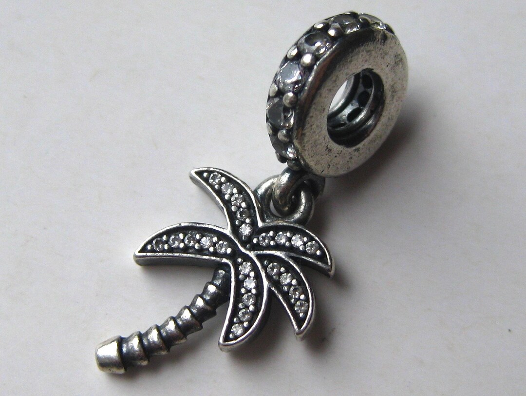 Pandora ALE Sterling Silver Palm Tree Jeweled Dangle Bead Bracelet ...