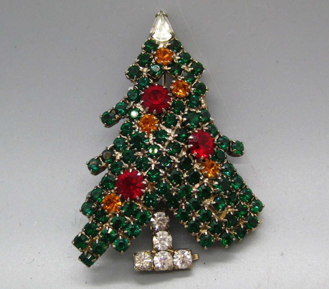 Vintage KJL Kenneth Jay Lane Rhinestone Christmas Tree Brooch Pin - Etsy