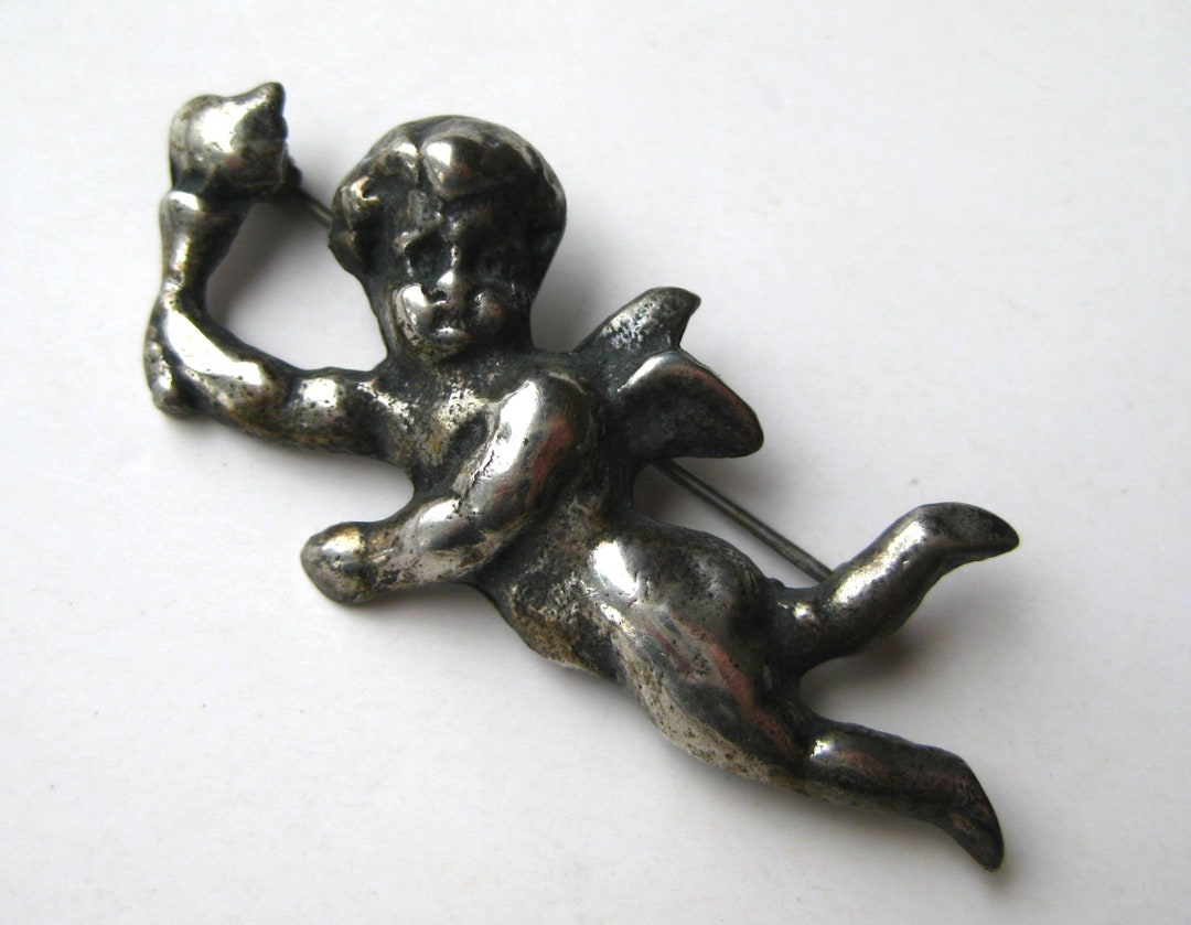 Sterling Silver Cherub Angel Putti Cupid Vintage Novelty Brooch Pin - Etsy