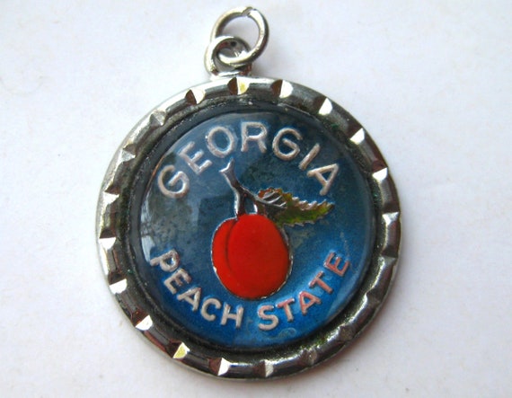 Vintage Georgia Peach State Reverse Glass Intaglio So… - Gem