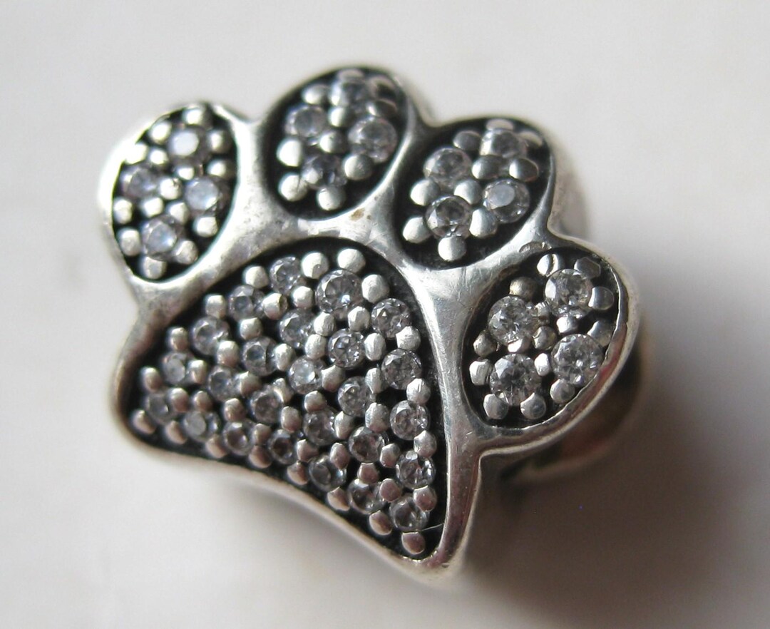 Authentic PANDORA Moments Sterling Silver Sparkling Dog Paw Print ...