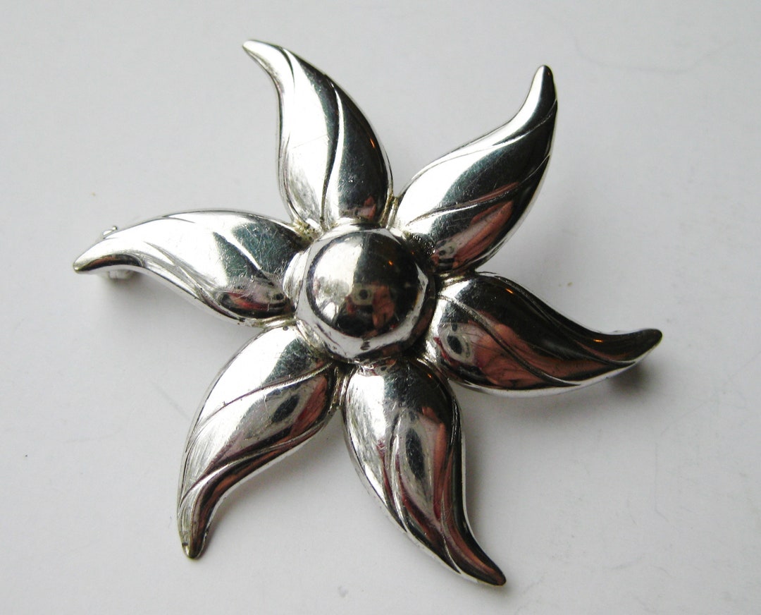 Vintage 50s Sterling Silver Pinwheel Swirl Brooch Pin - Etsy