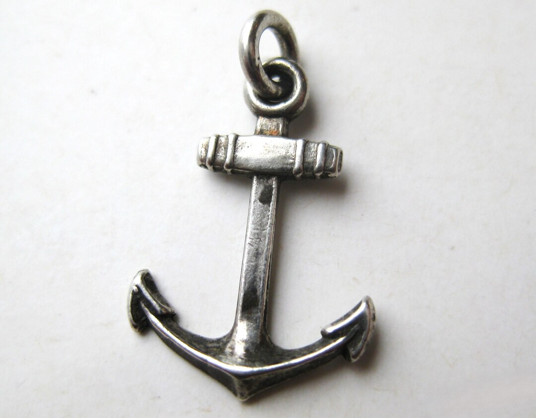 Vintage Charm Sterling Silver Nautical Sailor Anchor Good Luck Bracelet ...