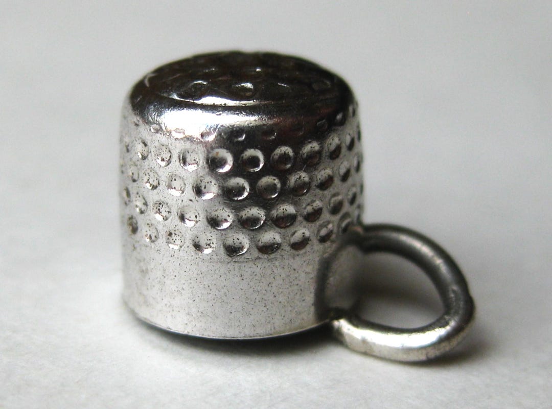 Vintage 50s Sterling Silver Mini Thimble Seamstress Sewing Theme ...