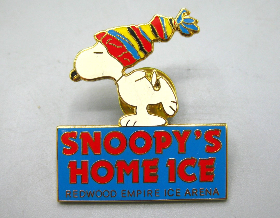 Vintage Peanuts Snoopy's Home Ice Redwood Empire Ice Arena Rink Enamel ...