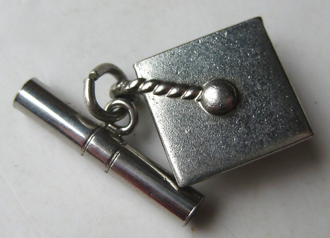 Vintage Sterling Silver Graduation Cap Hat Diploma Graduate Bracelet ...