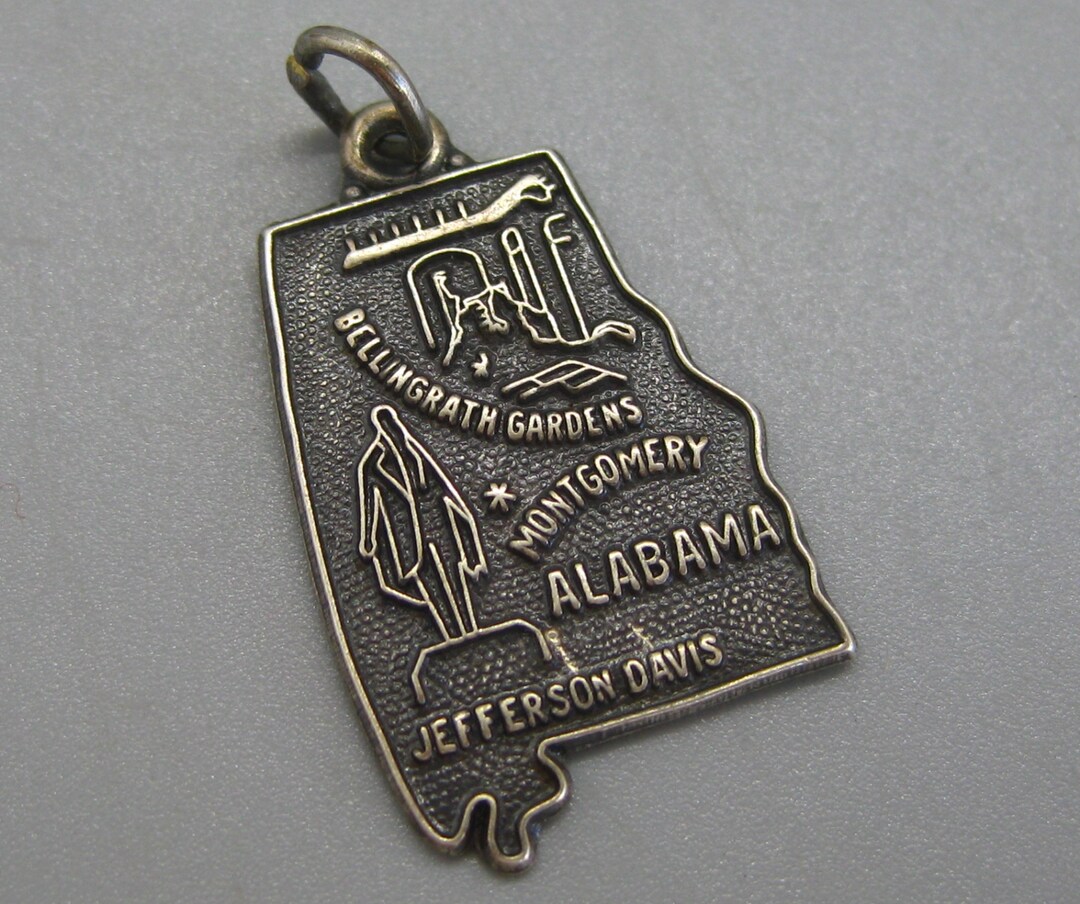Vintage 50s Charm Alabama State Map Sterling Silver Souvenir Bracelet ...