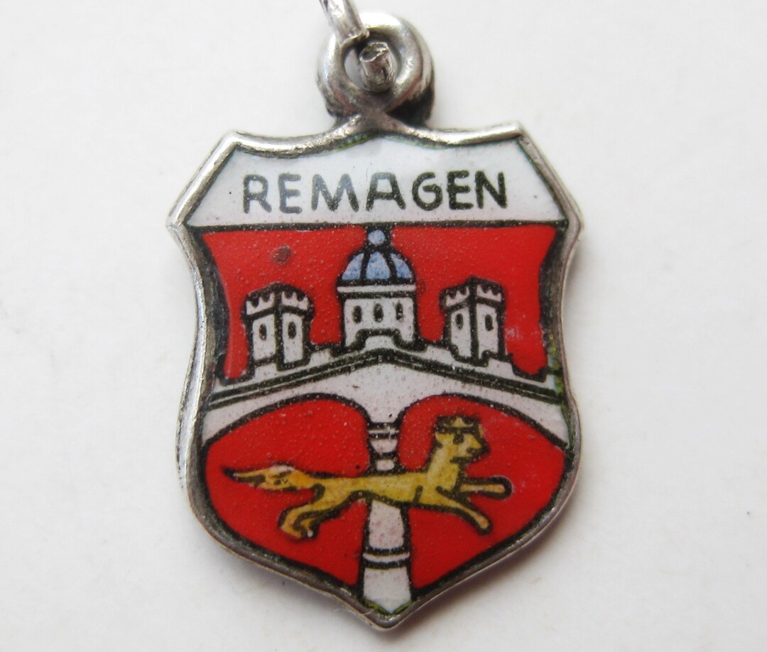 Vintage German 835 Silver Remagen Red Enamel Travel Shield Souvenir ...