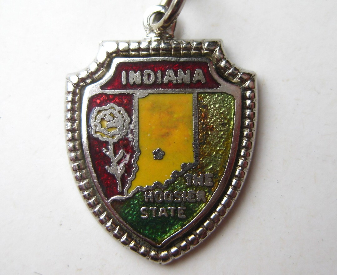 Vintage Charm Indiana the Hoosier State Sterling Silver Enamel Souvenir ...