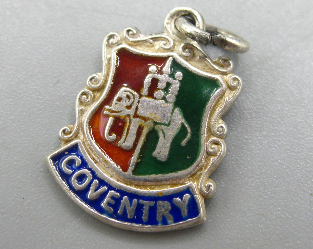 Vintage Charm Sterling Silver Enamel Coventry England Coat of Arms ...